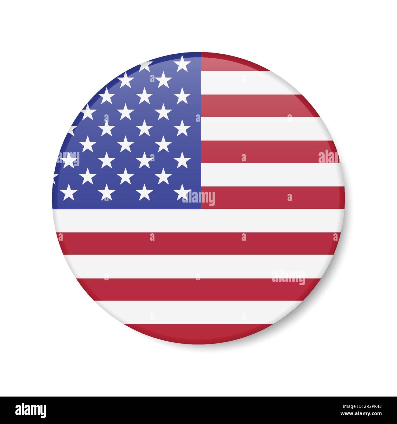 United States circle button icon. American round badge flag with shadow ...