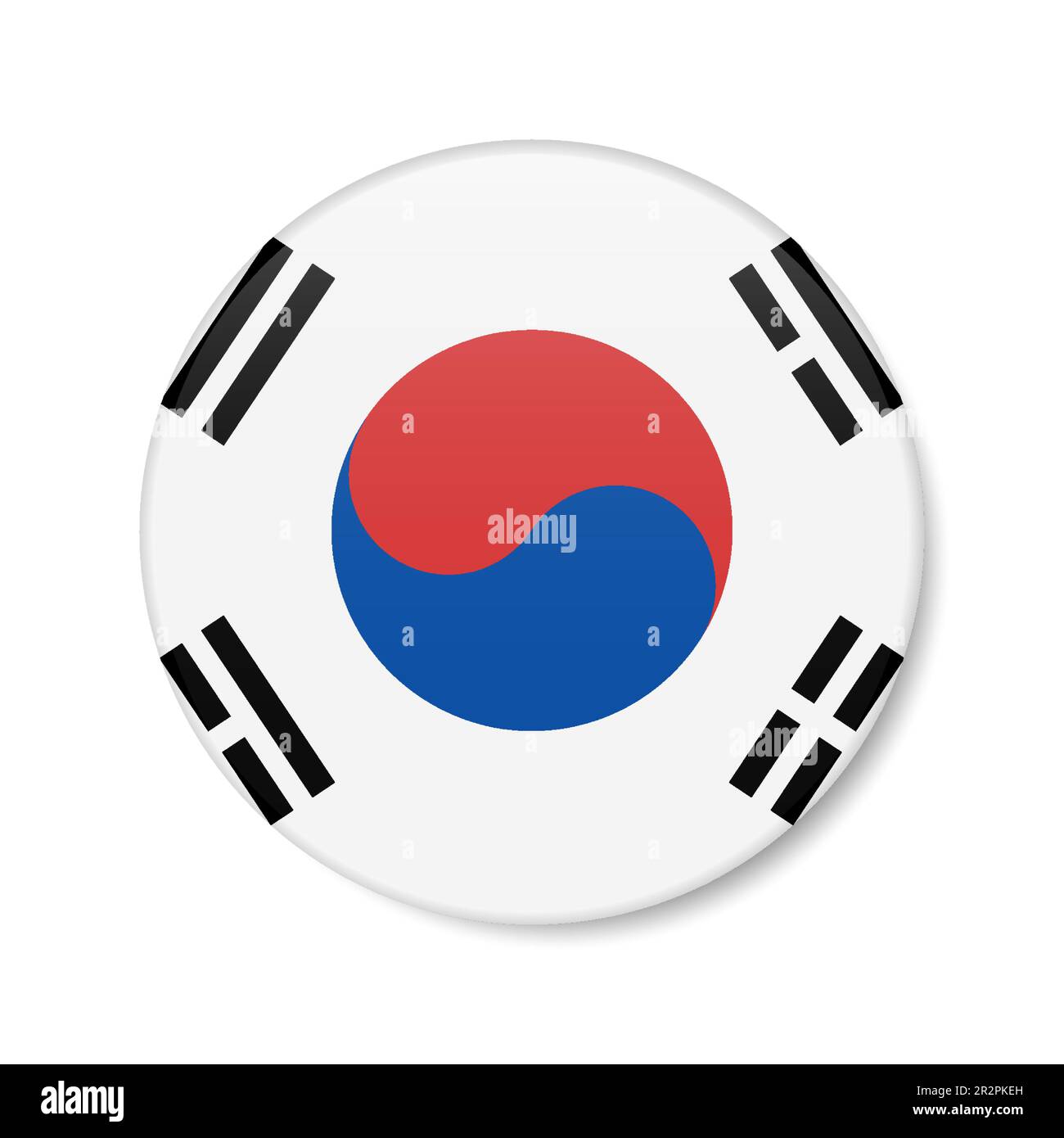 South Korea circle button icon. South Korean round badge flag with ...