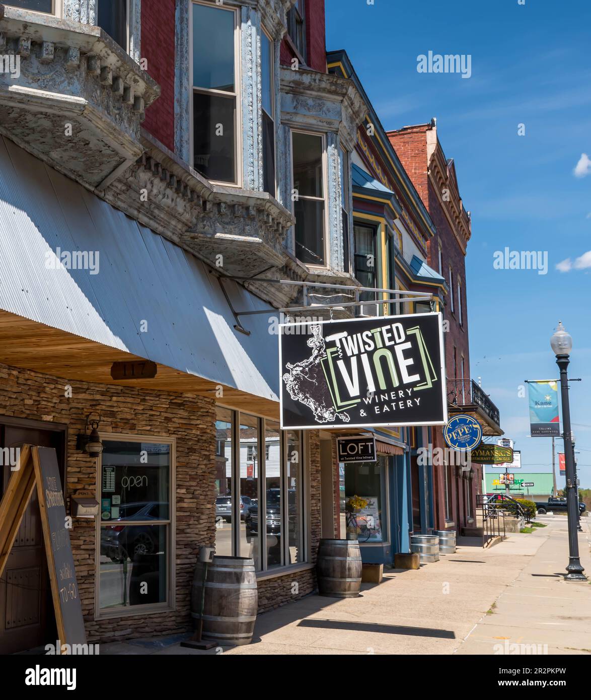 Businesses along North Fraley Street in Kane, Pennsylvania, USA Stock ...