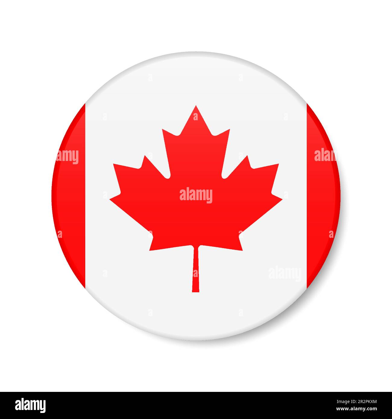 Canada circle button icon. Canadian round badge flag with shadow. 3D ...