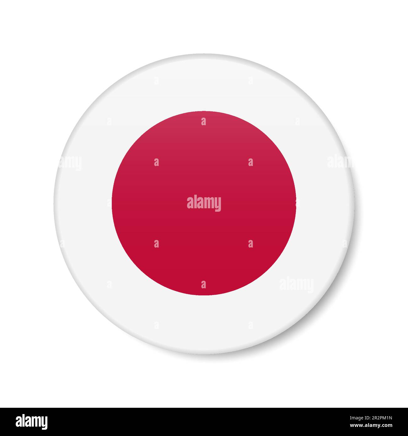 Japan circle button icon. Japanese round badge flag with shadow. 3D ...