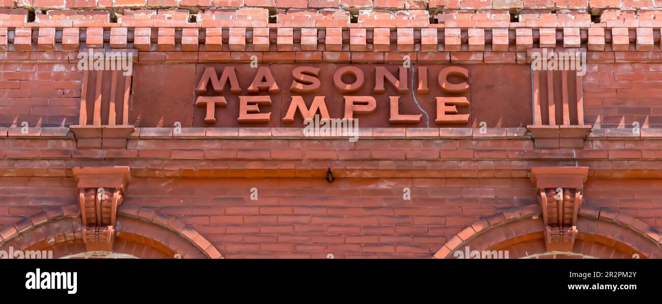 The Masonic Temple sign on a brick building on North Fraley Street in ...