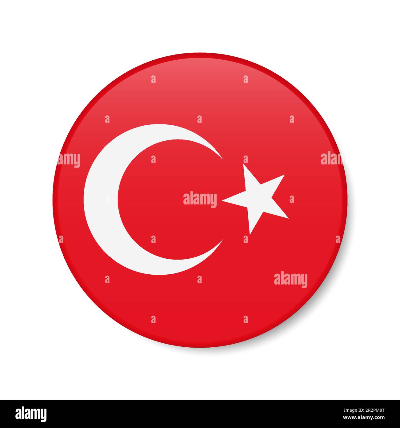 Turkey circle button icon. Turkish round badge flag with shadow. 3D ...