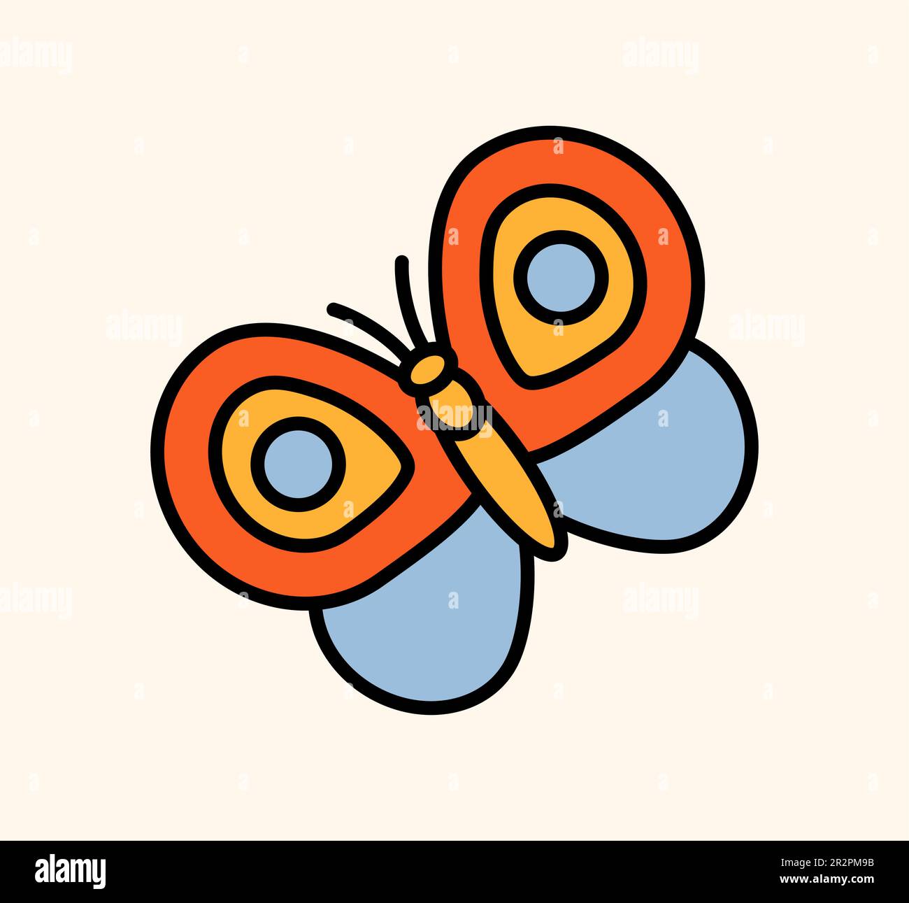 Retro hippie butterfly concept. Insect, symbol of spring and summer ...