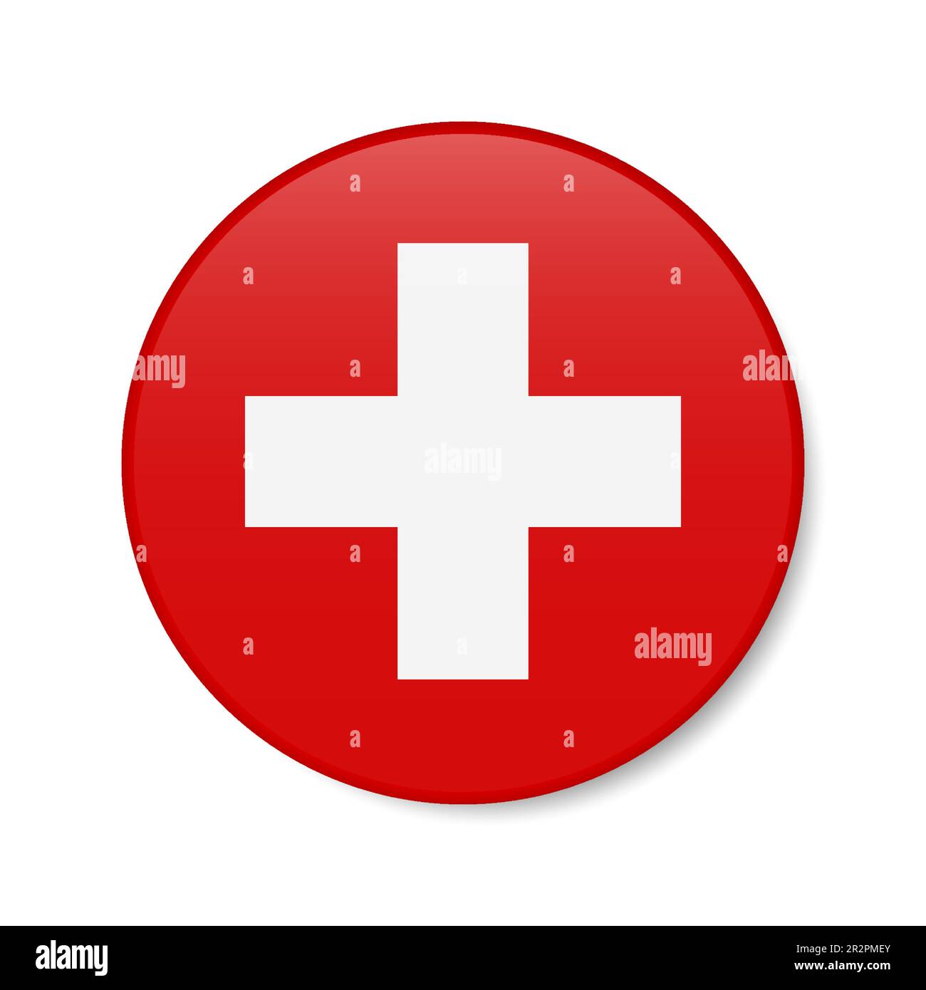 Switzerland circle button icon. Swiss round badge flag with shadow. 3D ...