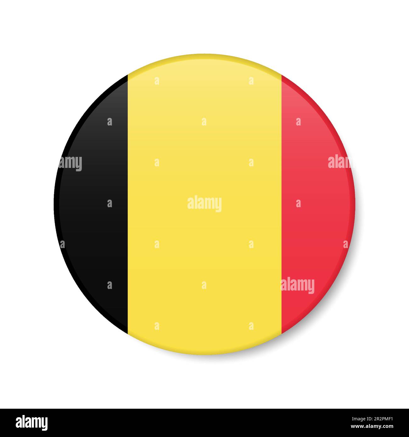 Belgium circle button icon. Belgian round badge flag with shadow. 3D ...