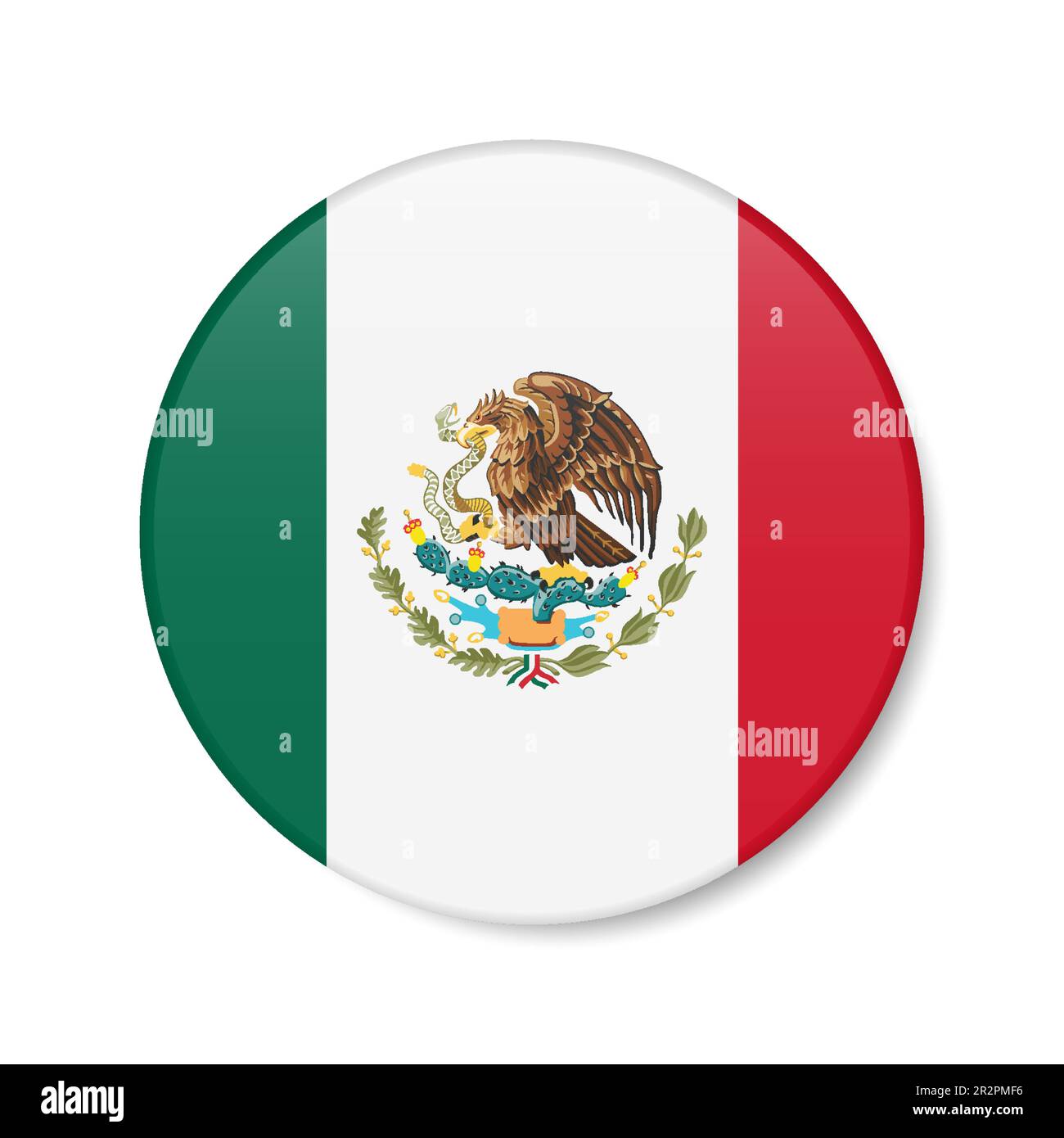 Mexico circle button icon. Mexican round badge flag with shadow. 3D ...