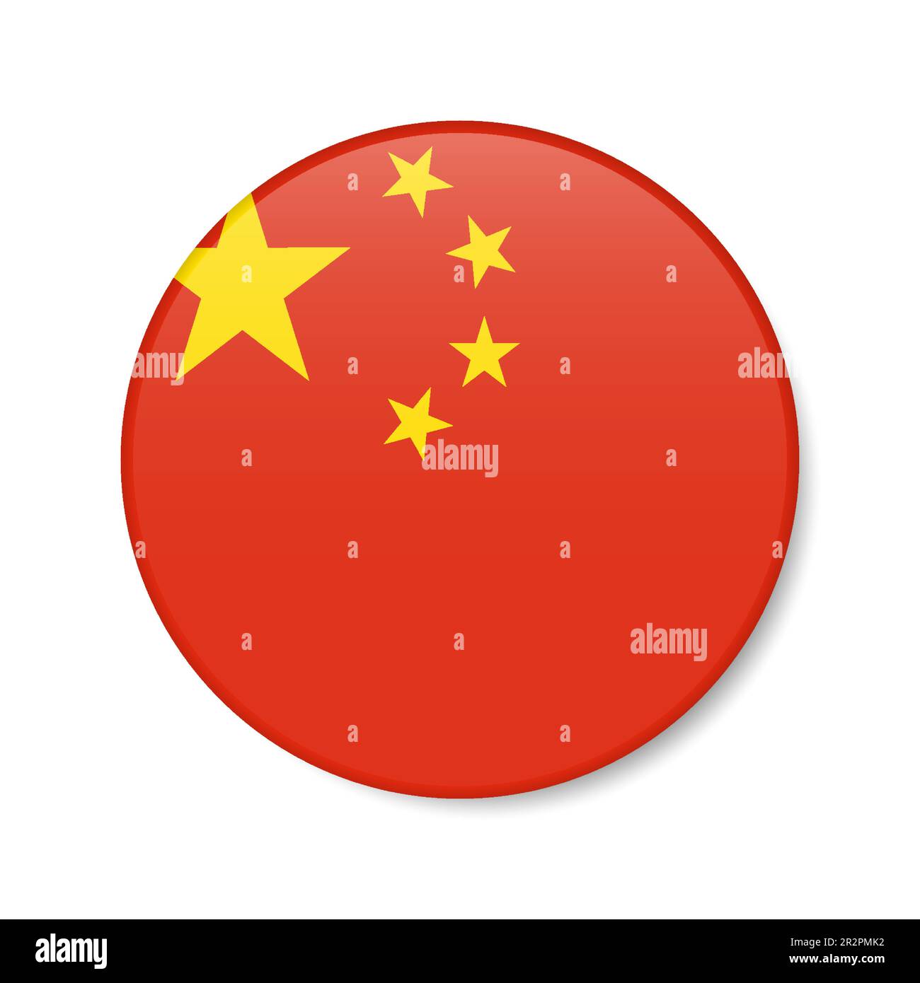 China circle button icon. Chinese round badge flag with shadow. 3D ...