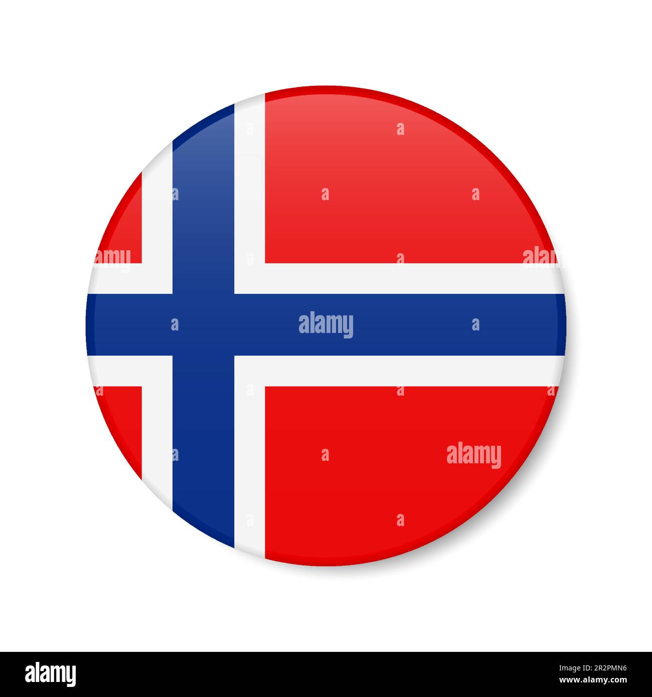 Norway circle button icon. Norwegian round badge flag with shadow. 3D ...