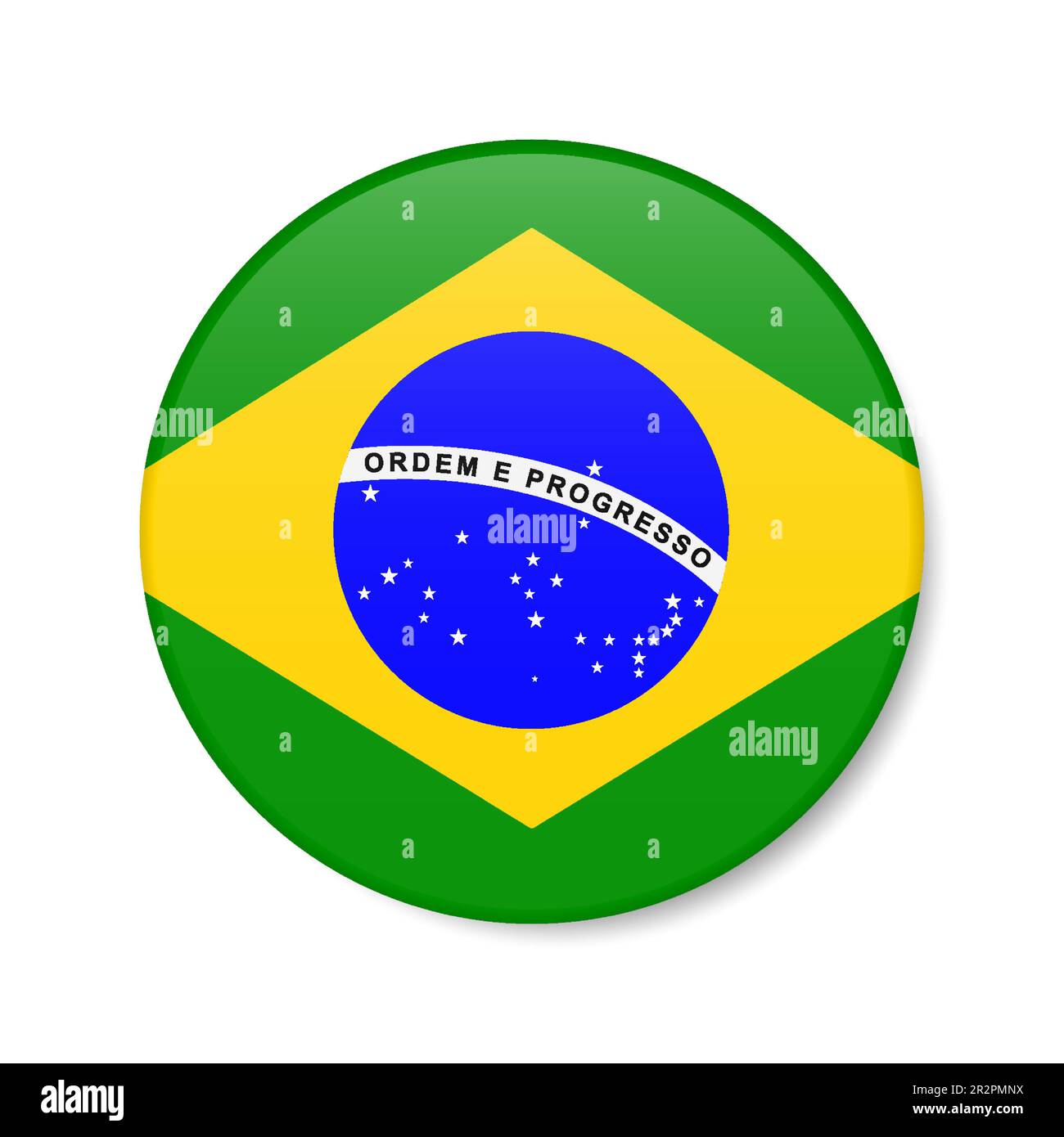 Brazil circle button icon. Brazilian round badge flag with shadow. 3D ...