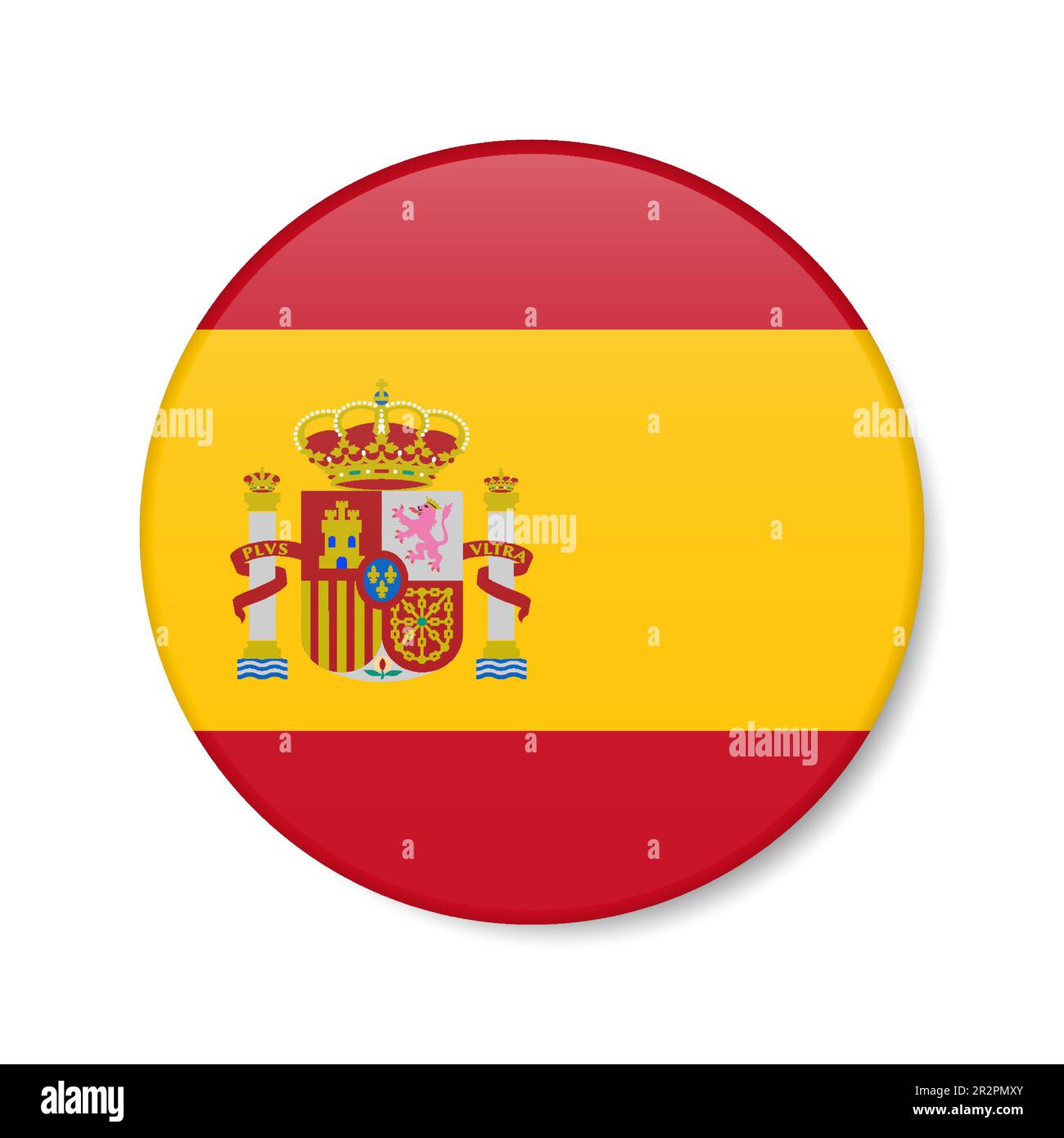 Spain circle button icon. Spanish round badge flag with shadow. 3D realistic vector illustration ...