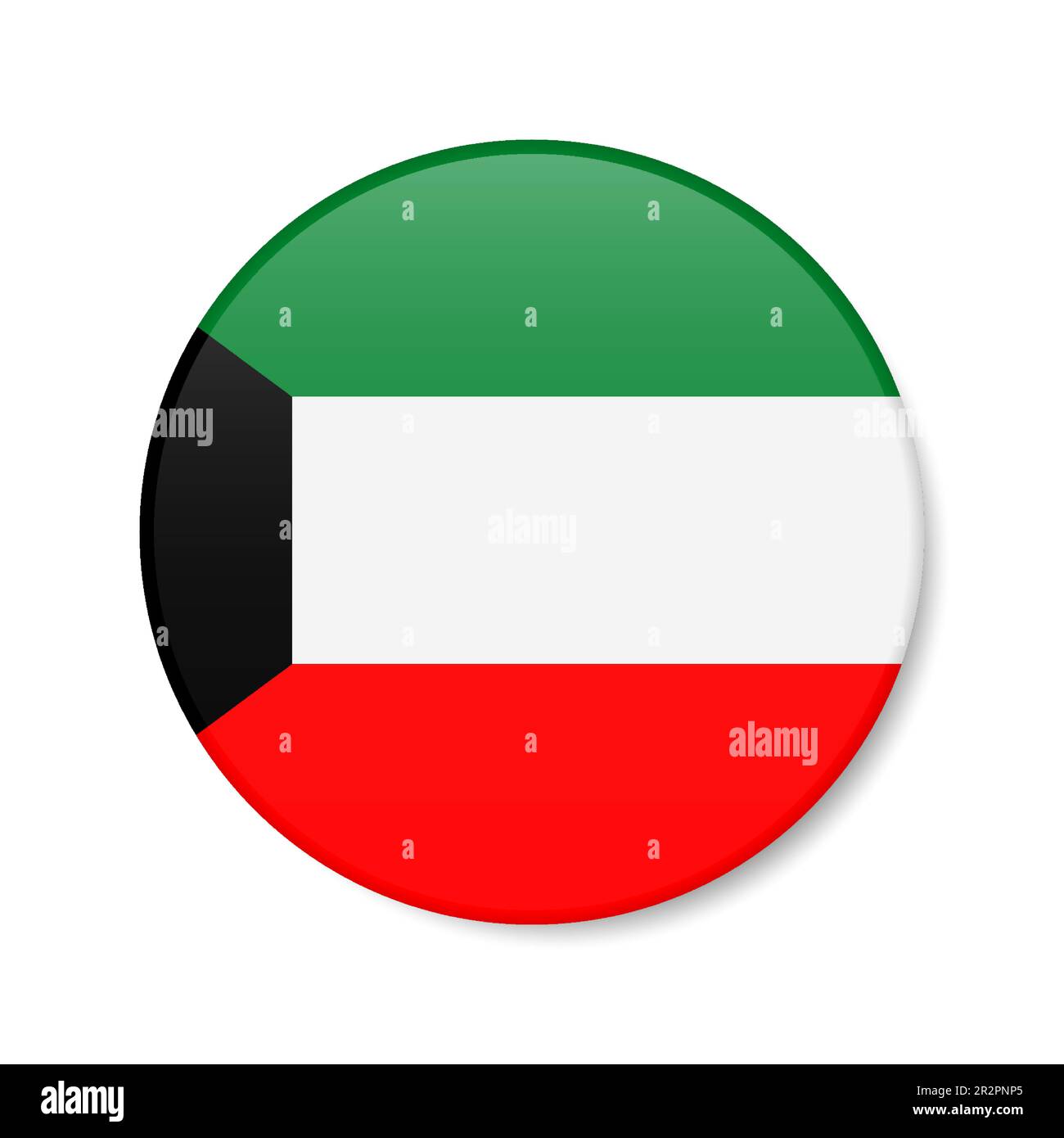 Kuwait circle button icon. Kuwaiti round badge flag with shadow. 3D ...