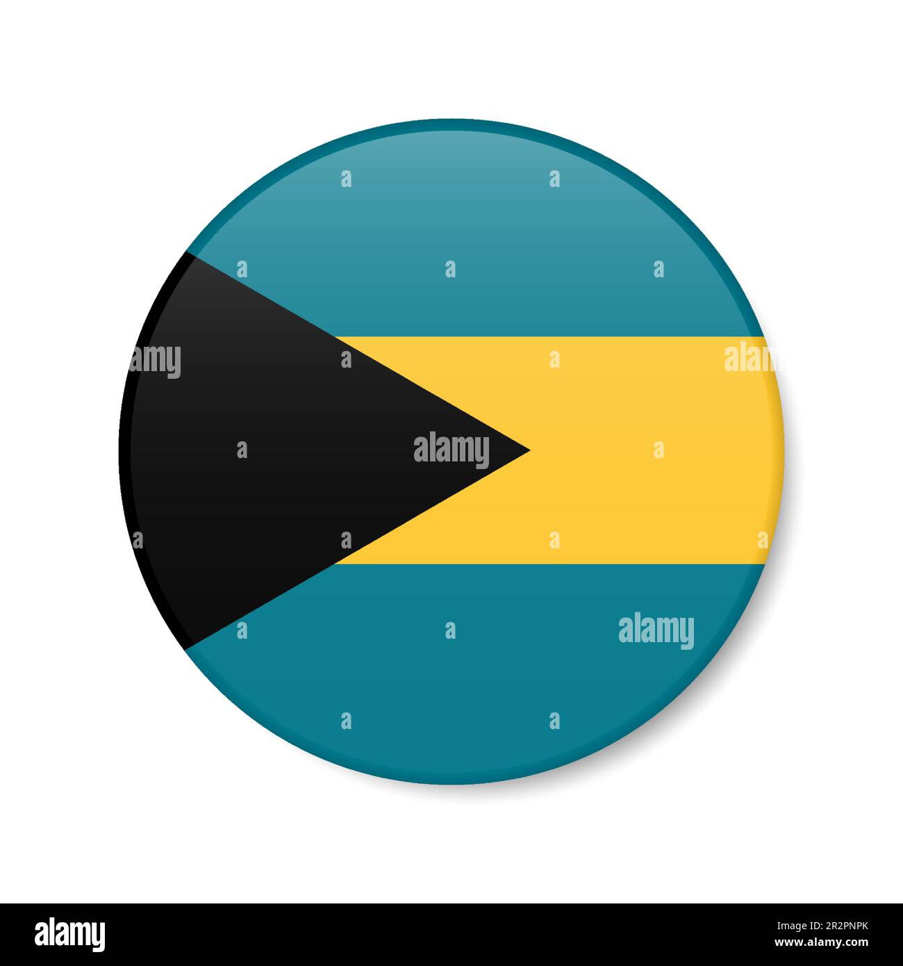 Bahamas circle button icon. Bahamian round badge flag with shadow. 3D realistic vector ...