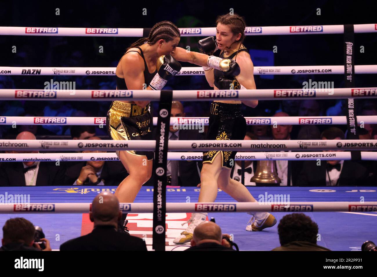 Britain's Chantelle Cameron, left, lands a punch on Ireland's Katie ...