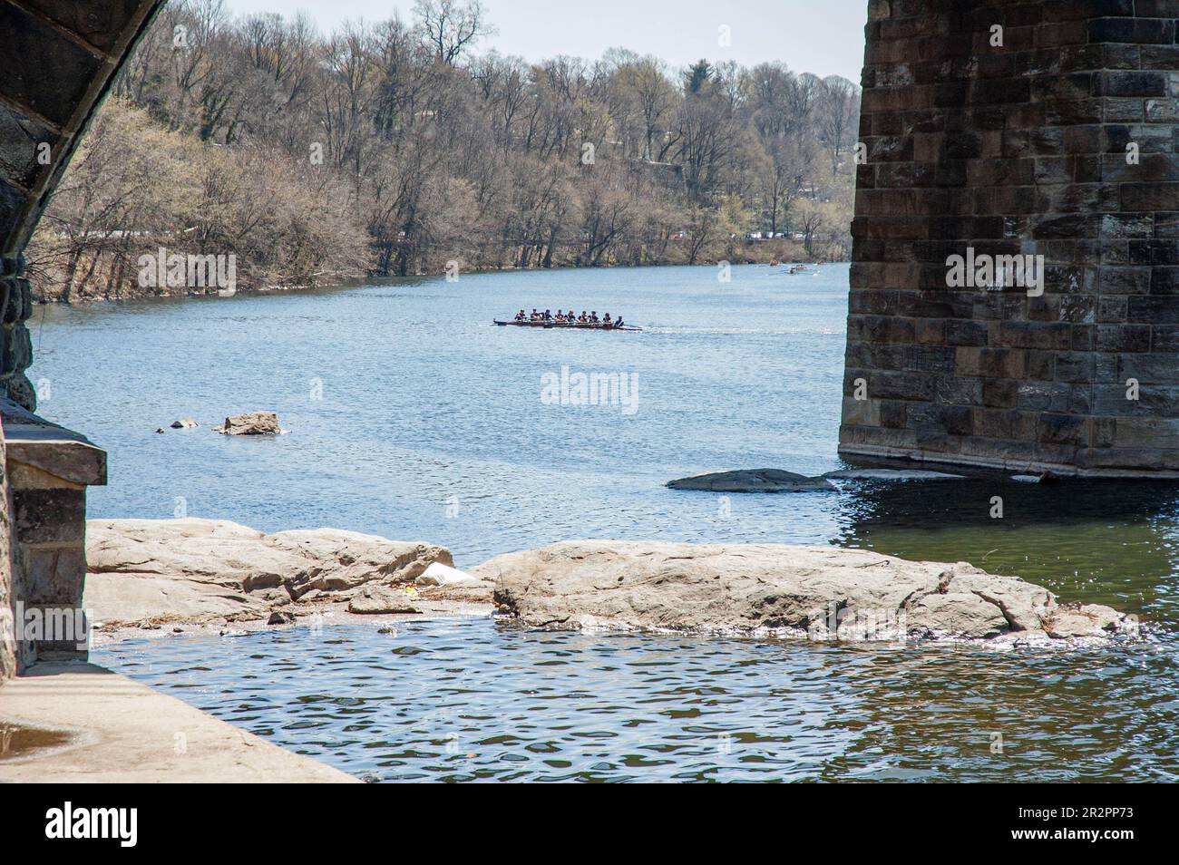Sunday sculling practice on the Schuylkill River that runs tthrough ...