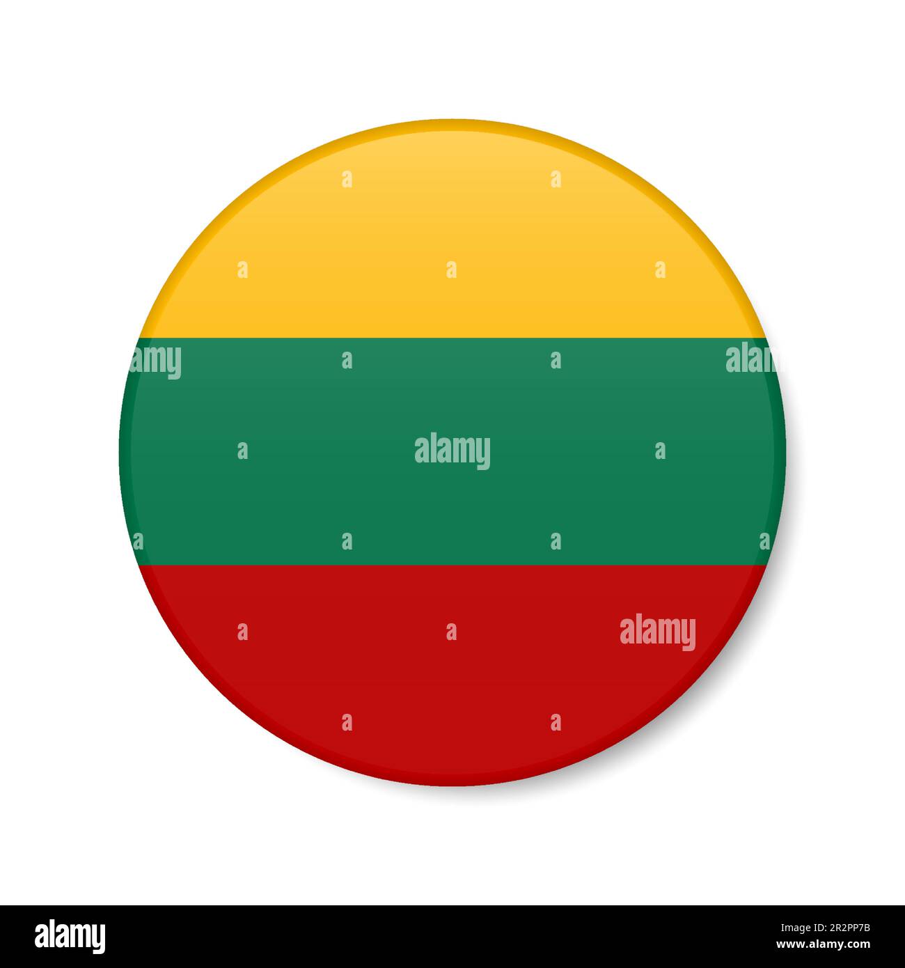 Lithuania circle button icon. Lithuanian round badge flag with shadow ...