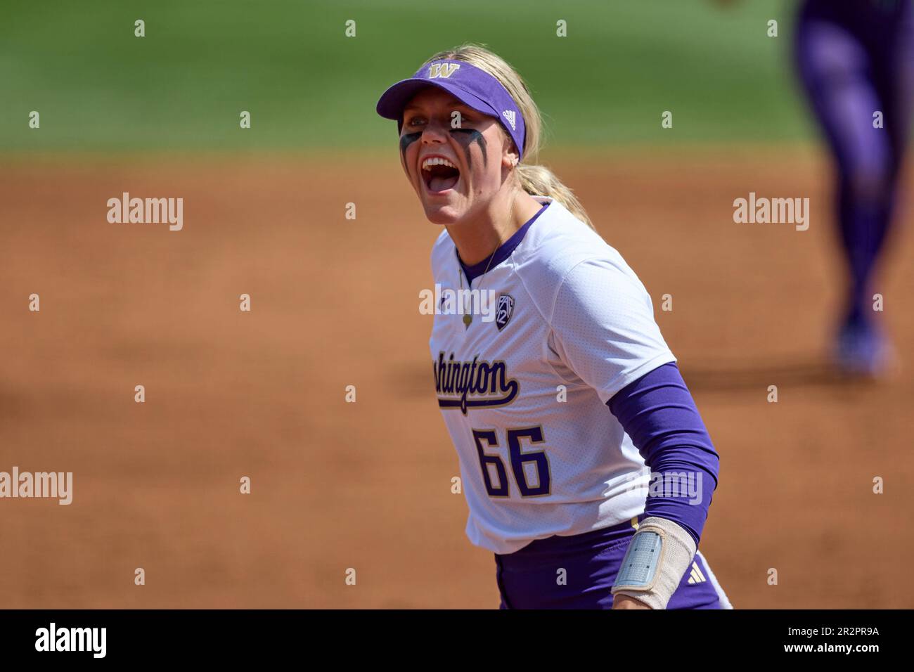 Washington starting pitcher Ruby Meylan after a strikeout against McNeese during an NCAA ...