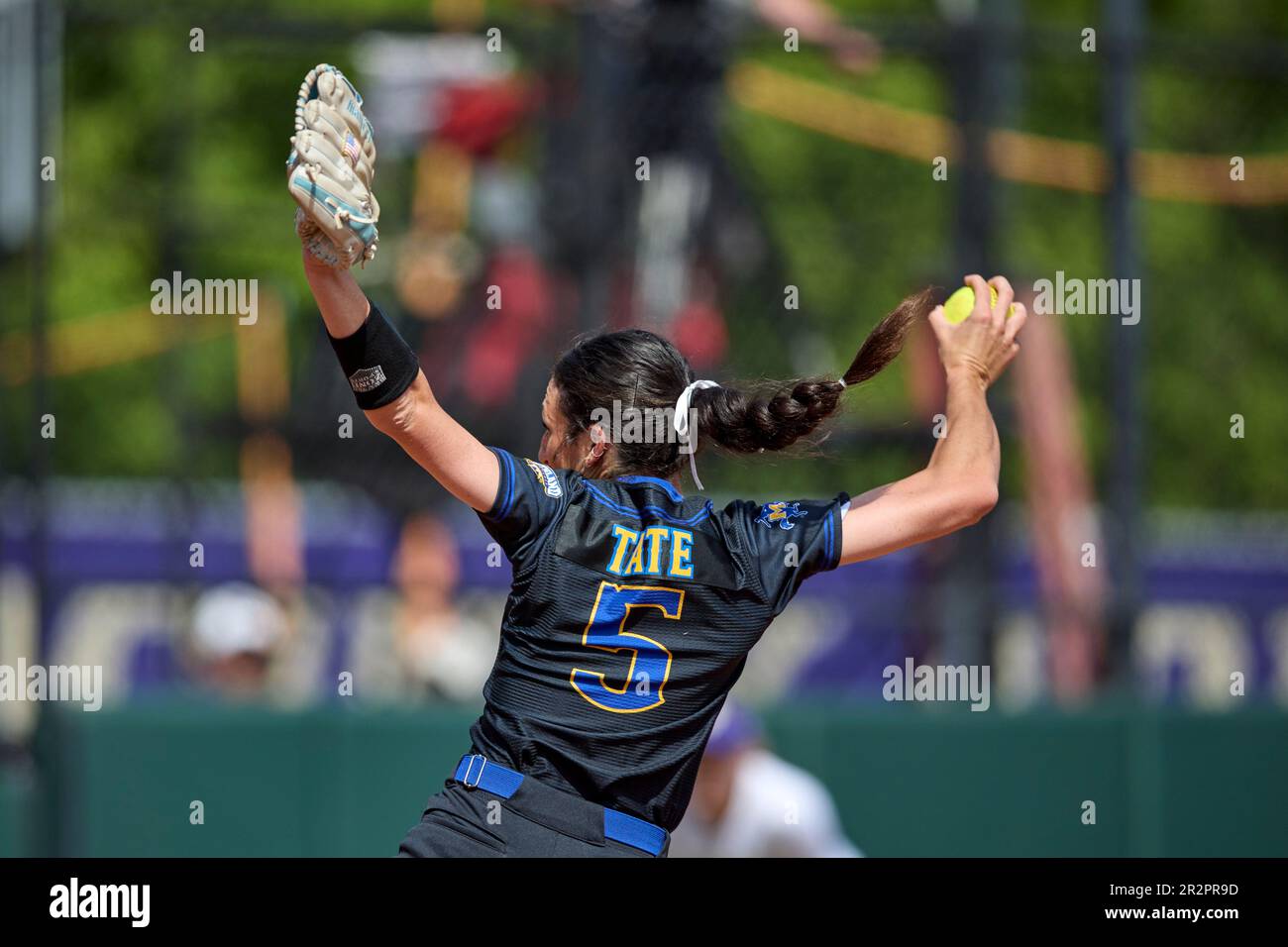 McNeese relief pitcher Whitney Tate works late in the game against the ...
