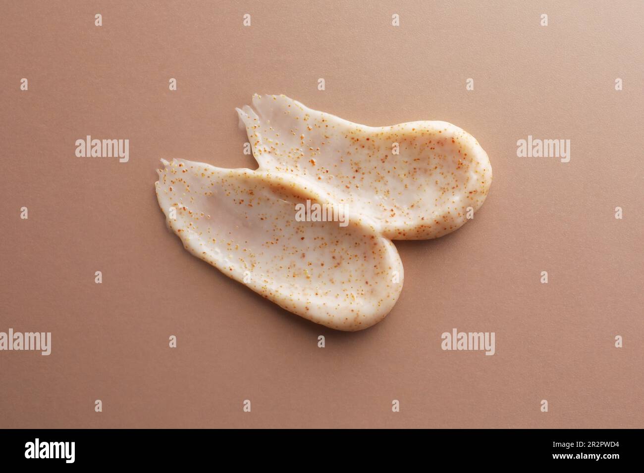 Samples of scrub on color background, above view Stock Photo - Alamy