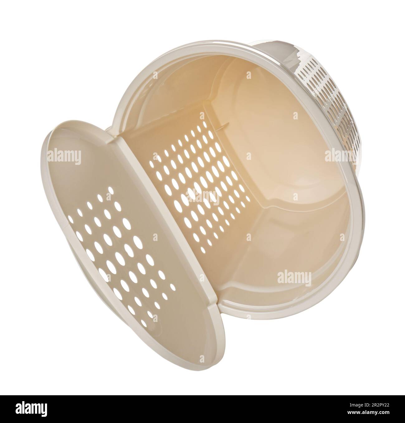 Open empty laundry basket isolated on white Stock Photo - Alamy