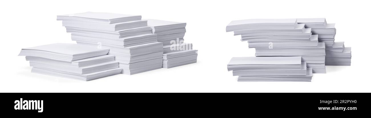 Stacked sheets of paper on white background, banner design Stock Photo ...