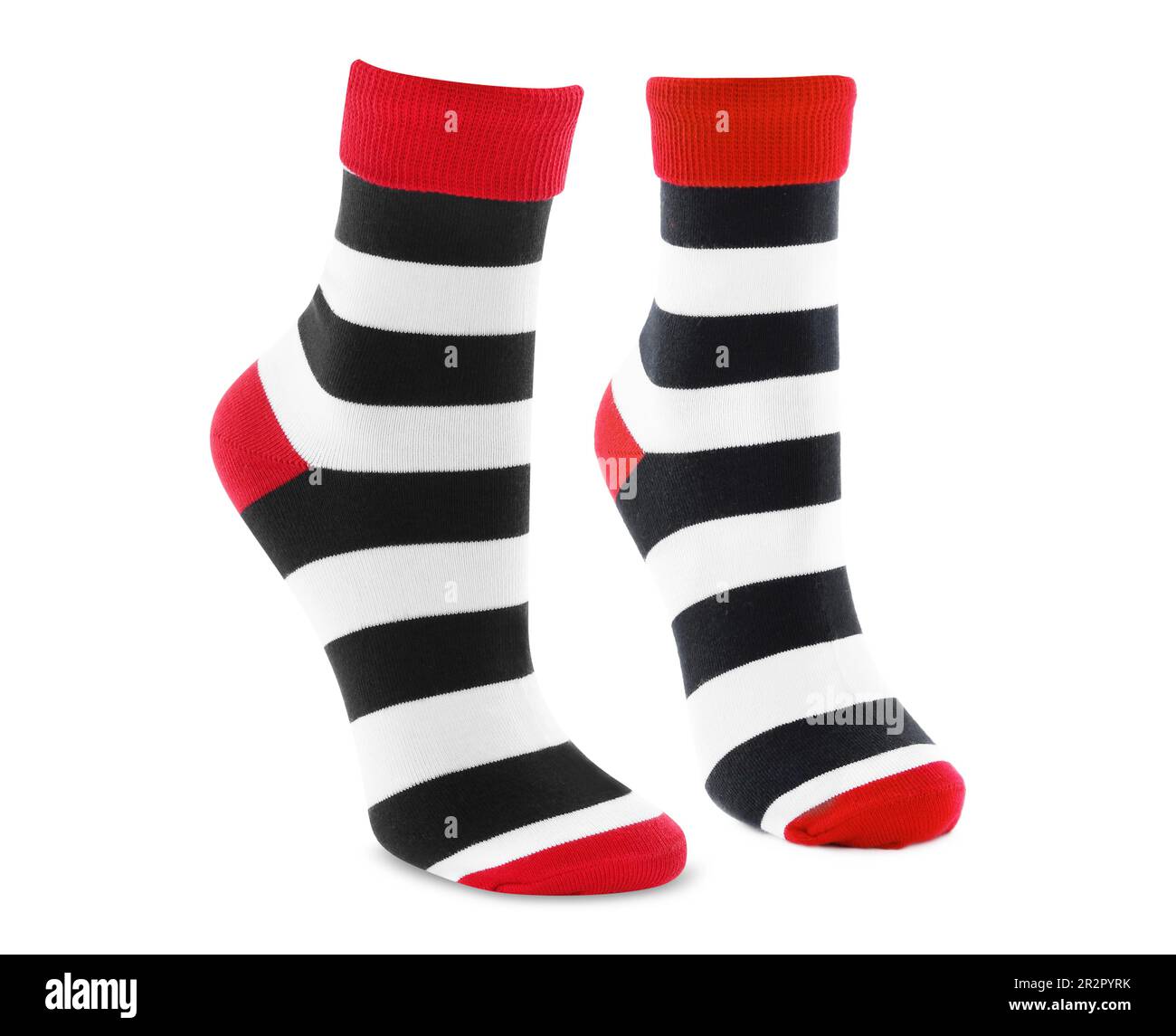 Pair of striped socks isolated on white Stock Photo - Alamy