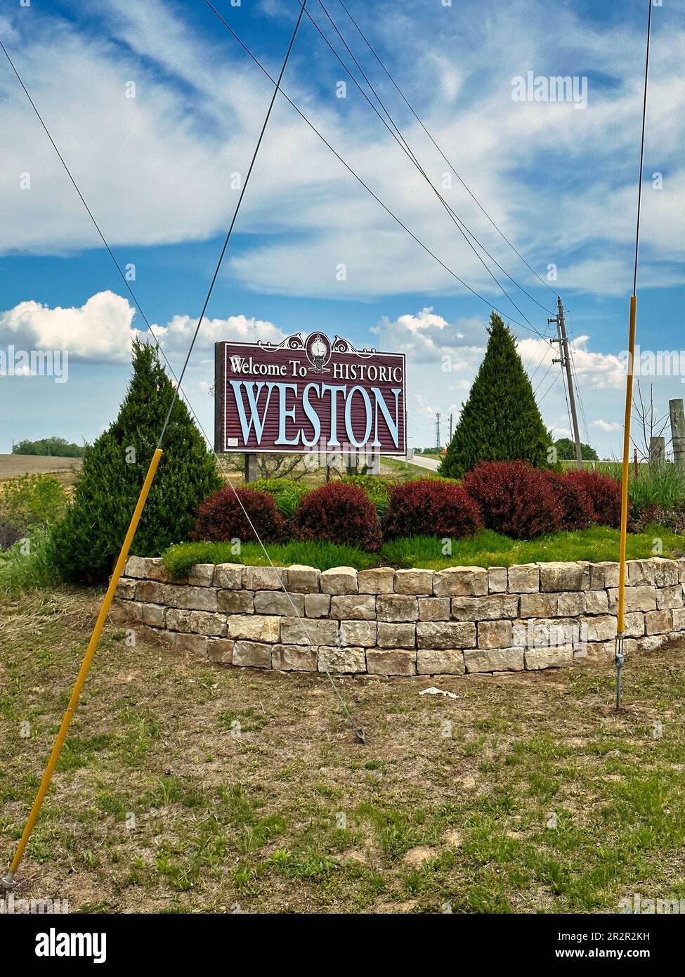 Weston, Missouri - May 18, 2023: Welcome to Historic Weston Sign Stock ...