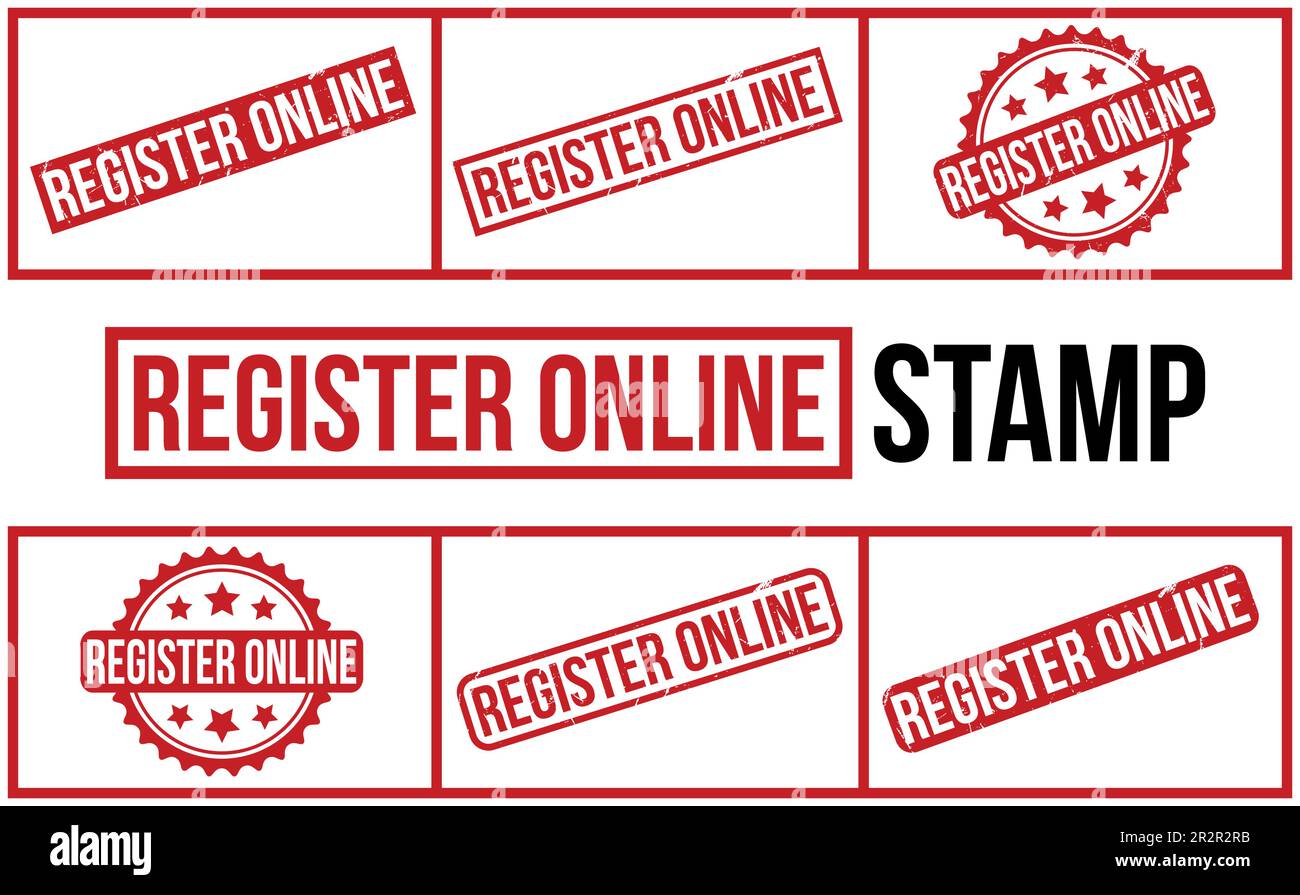 Register Online Rubber Stamp Set Vector Stock Vector Image & Art - Alamy