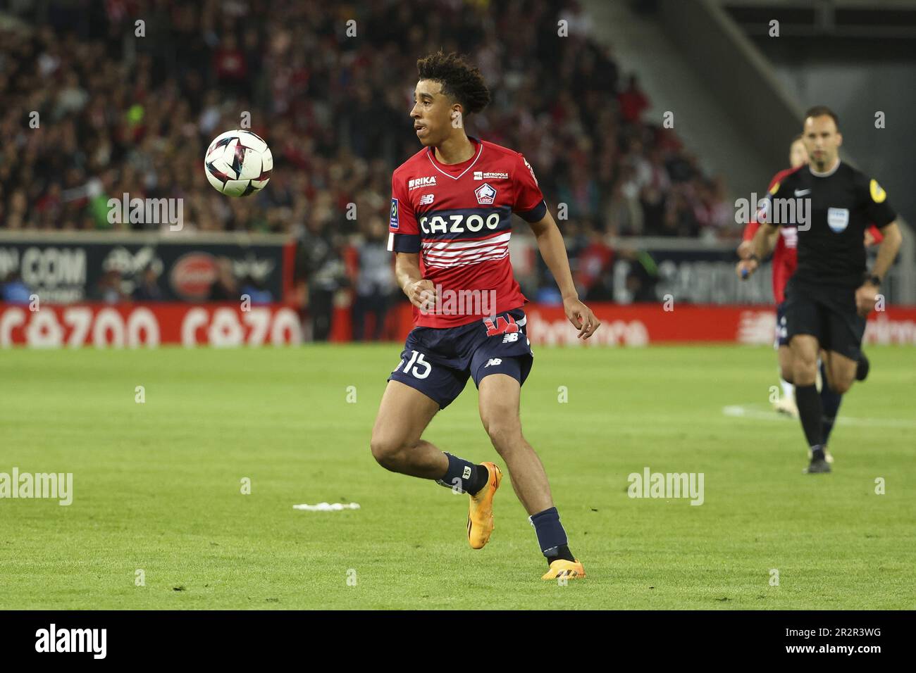 Leny Yoro of Lille during the French championship Ligue 1 Uber Eats football match between Lille ...
