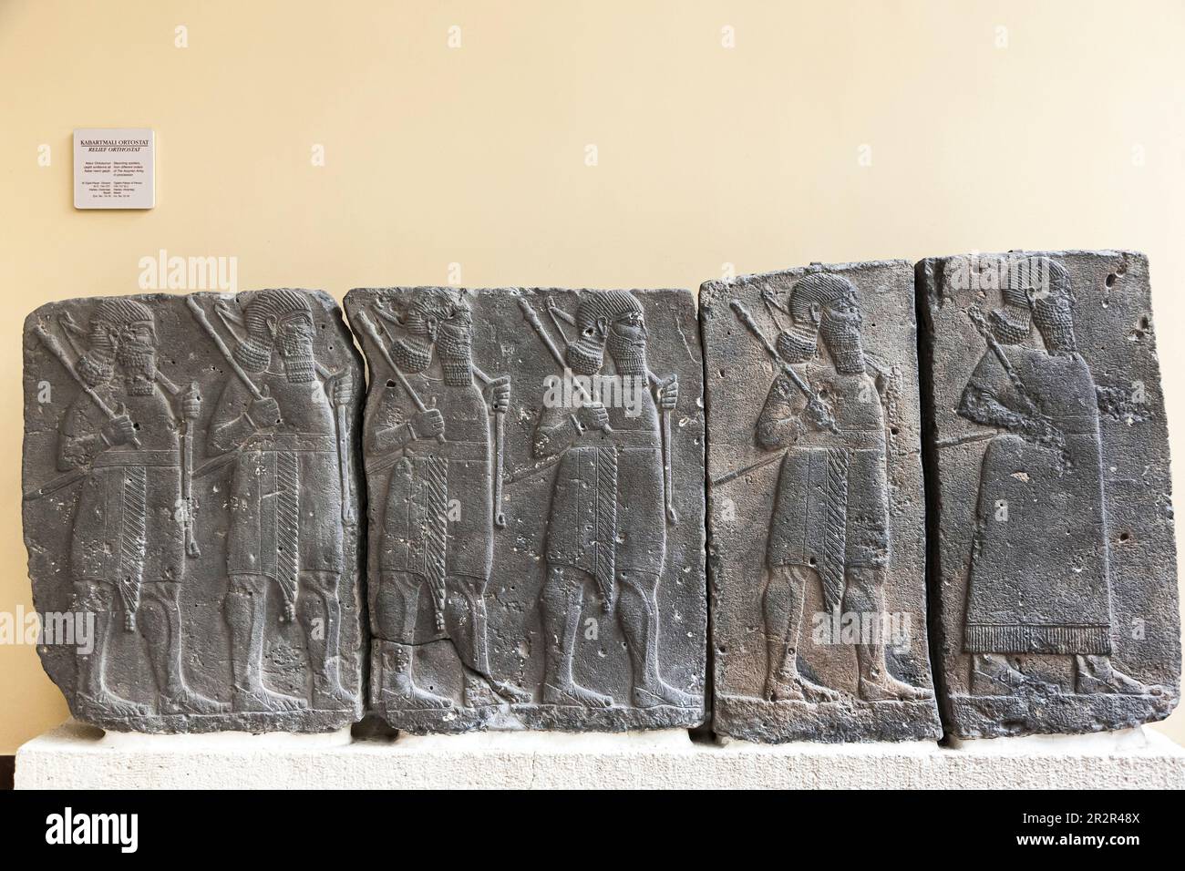 Relief of soldiers, from Hadatu(Aslantas), 744-727 B.C., late hittite ...