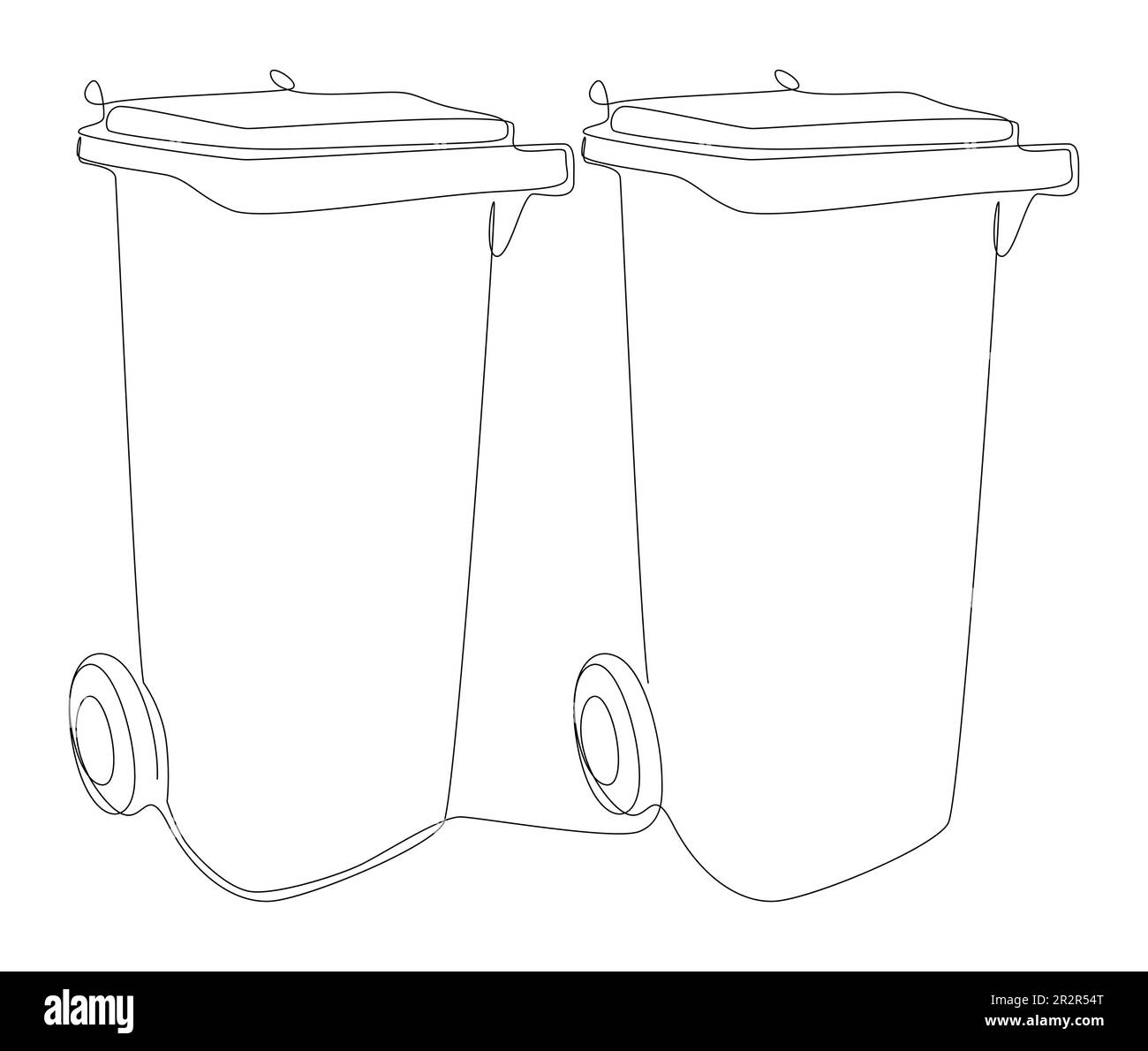 One continuous line of Garbage Bin. Thin Line Illustration vector ...