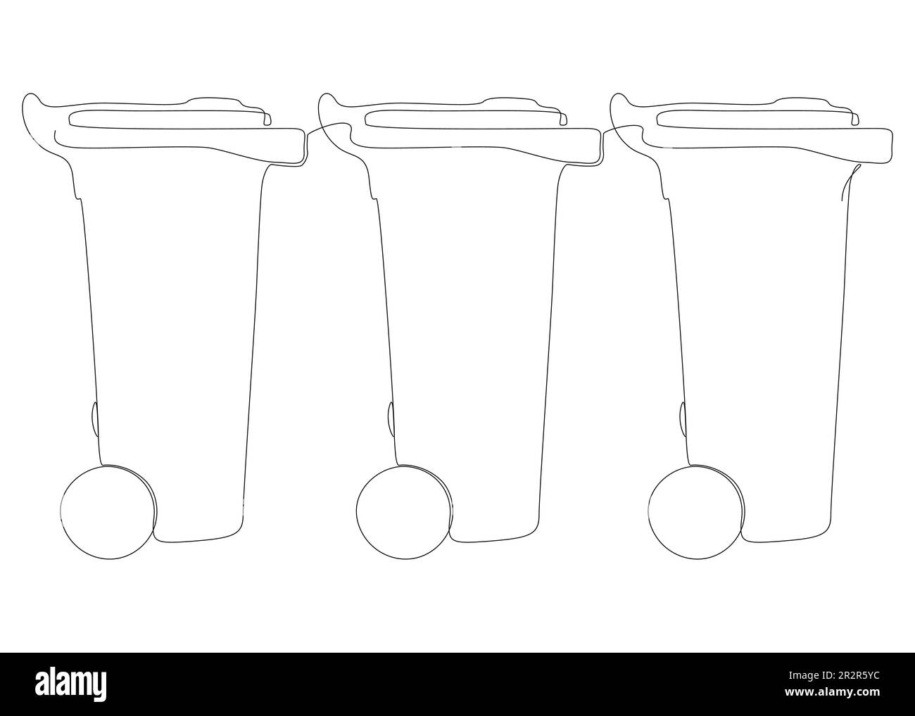 One continuous line of Garbage Bin. Thin Line Illustration vector ...