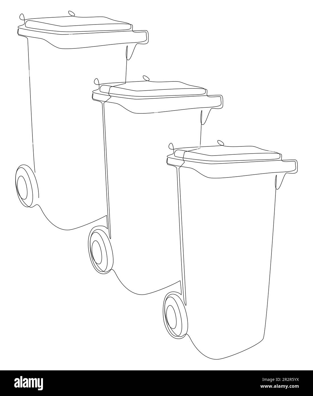 One continuous line of Garbage Bin. Thin Line Illustration vector ...