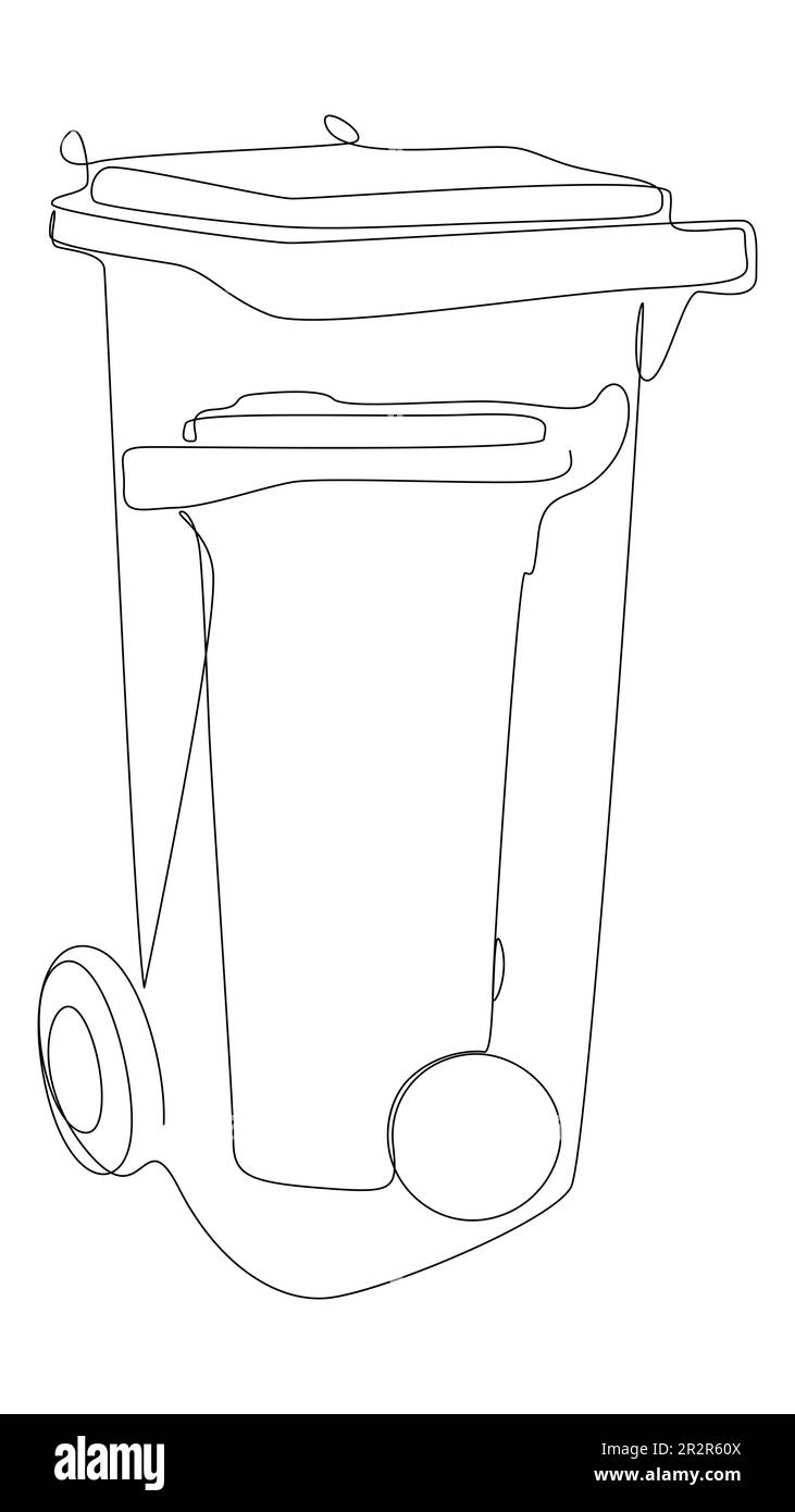 One continuous line of Garbage Bin. Thin Line Illustration vector ...