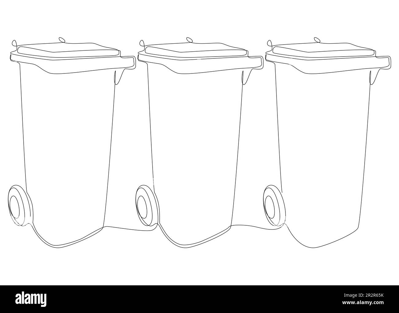 One continuous line of Garbage Bin. Thin Line Illustration vector ...
