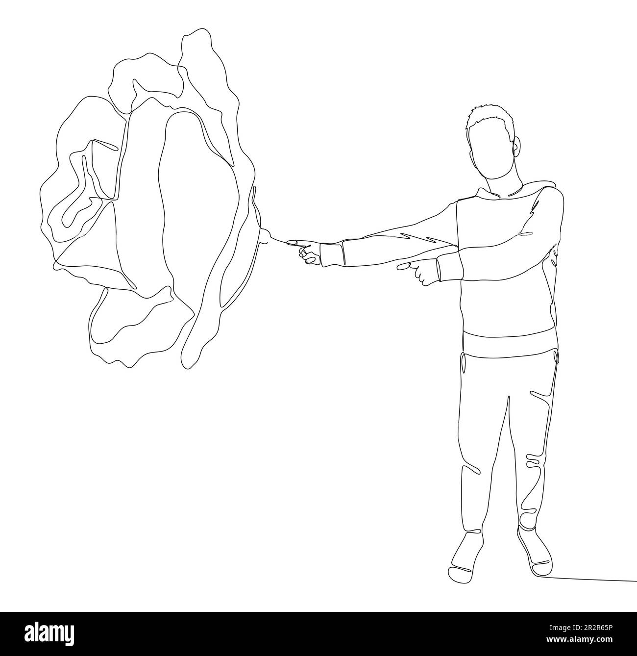 One Continuous Line Of Man Pointing With Finger At Rose Thin Line