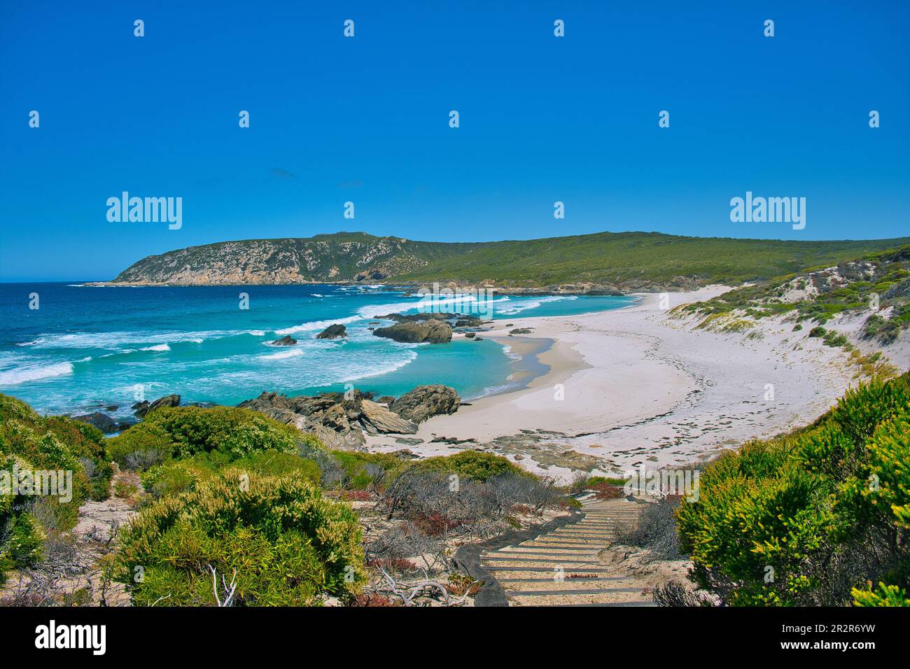 Turquoise sea, dunes and a footpath to the beach: West Beach, along the ...