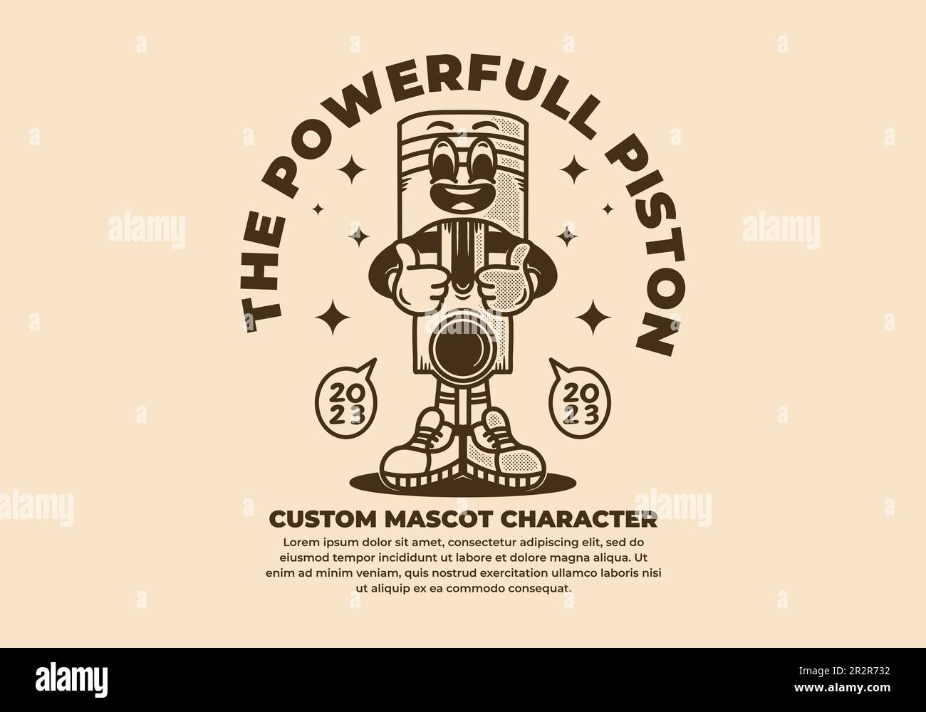 Vintage mascot character design of piston with two thumbs up Stock ...