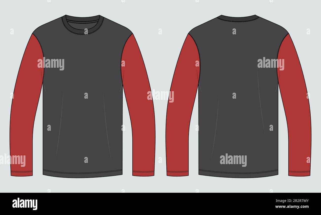 T Shirt Technical Fashion Flat Sketch Vector Illustration Template