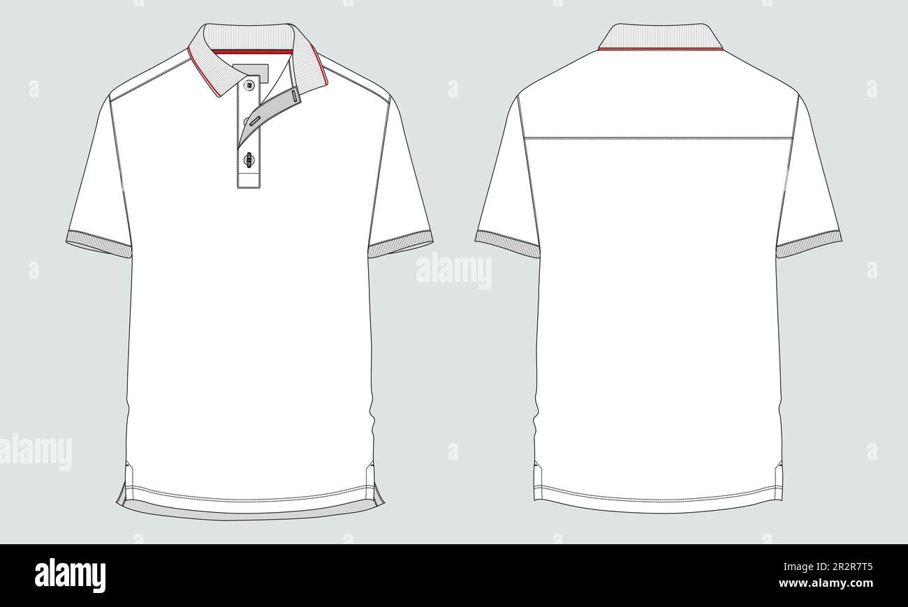 Short sleeve Polo shirt Overall technical fashion Drawing Flat sketch ...