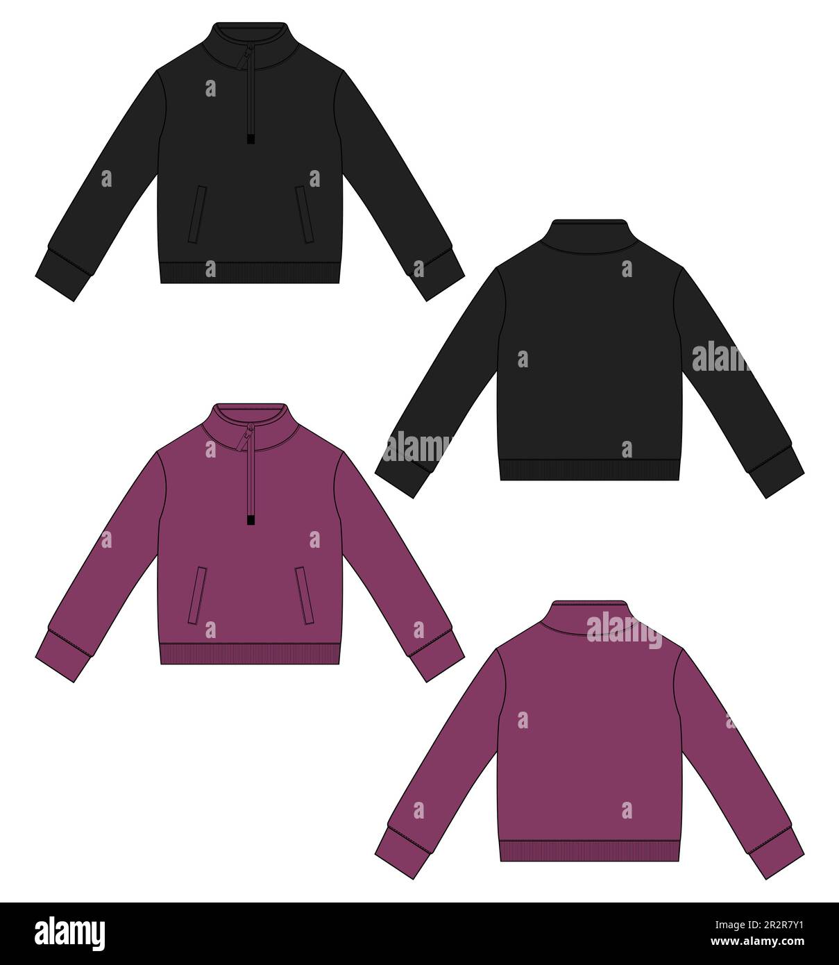 Sweatshirt technical drawing fashion flat sketch vector illustration ...
