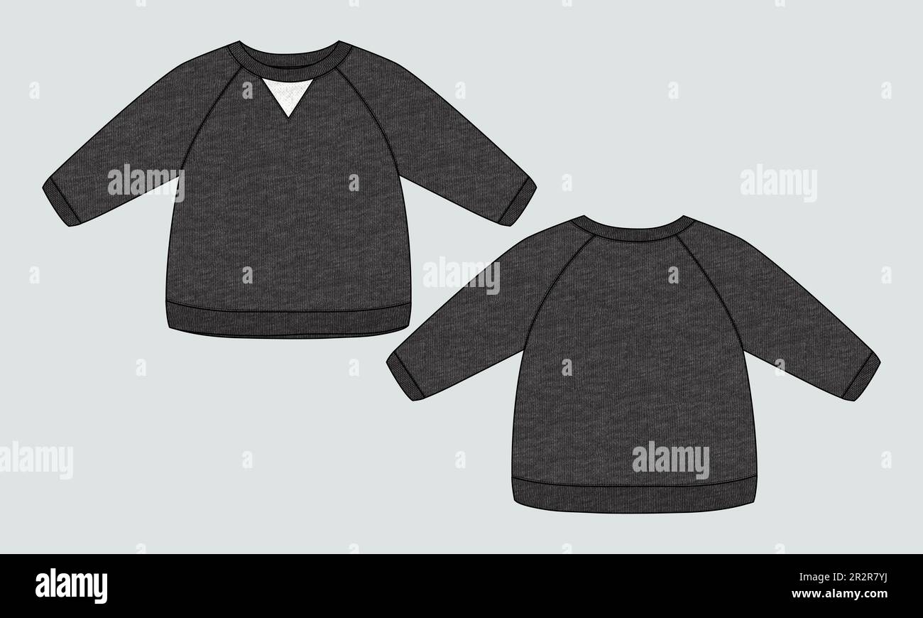 Sweatshirt technical drawing fashion flat sketch vector illustration ...