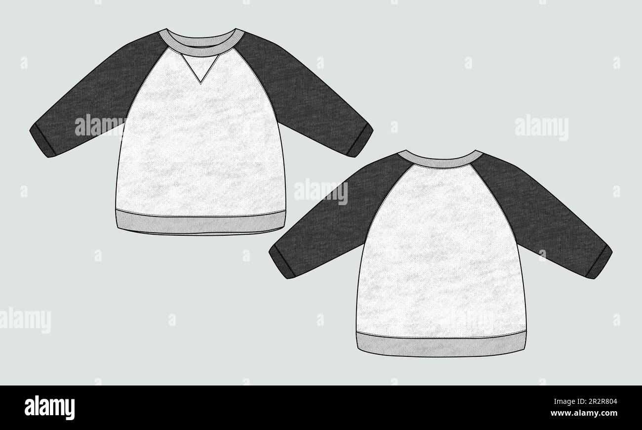 Sweatshirt technical drawing fashion flat sketch vector illustration ...