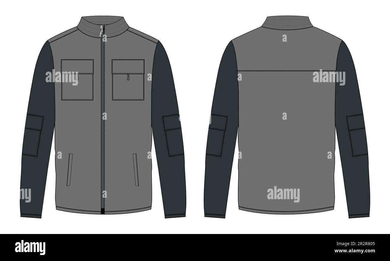 Bomber Jacket Technical Drawing Fashion flat sketch vector illustration ...