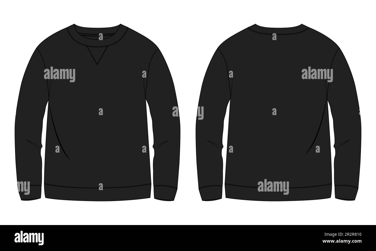 Sweatshirt technical drawing fashion flat sketch vector illustration ...