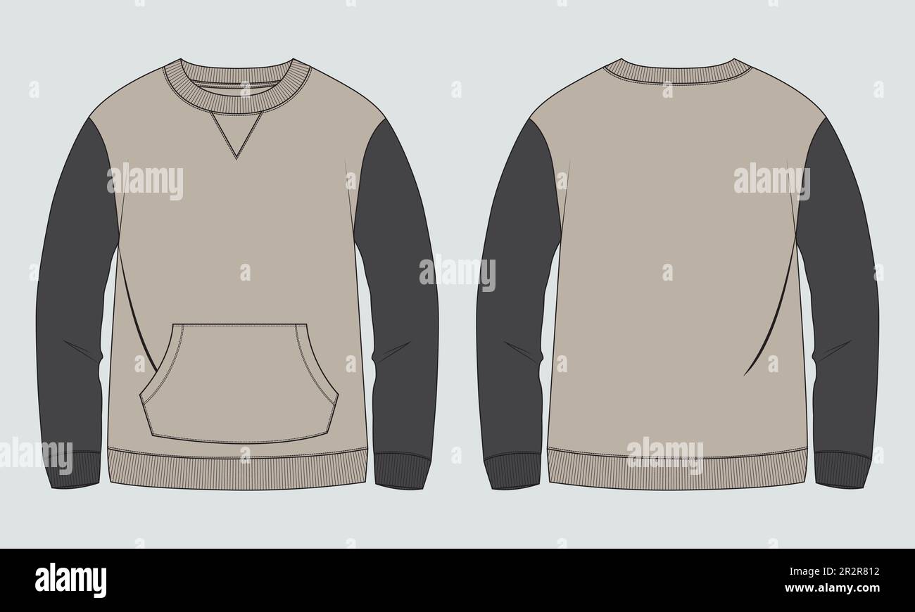 Sweatshirt technical drawing fashion flat sketch vector illustration ...