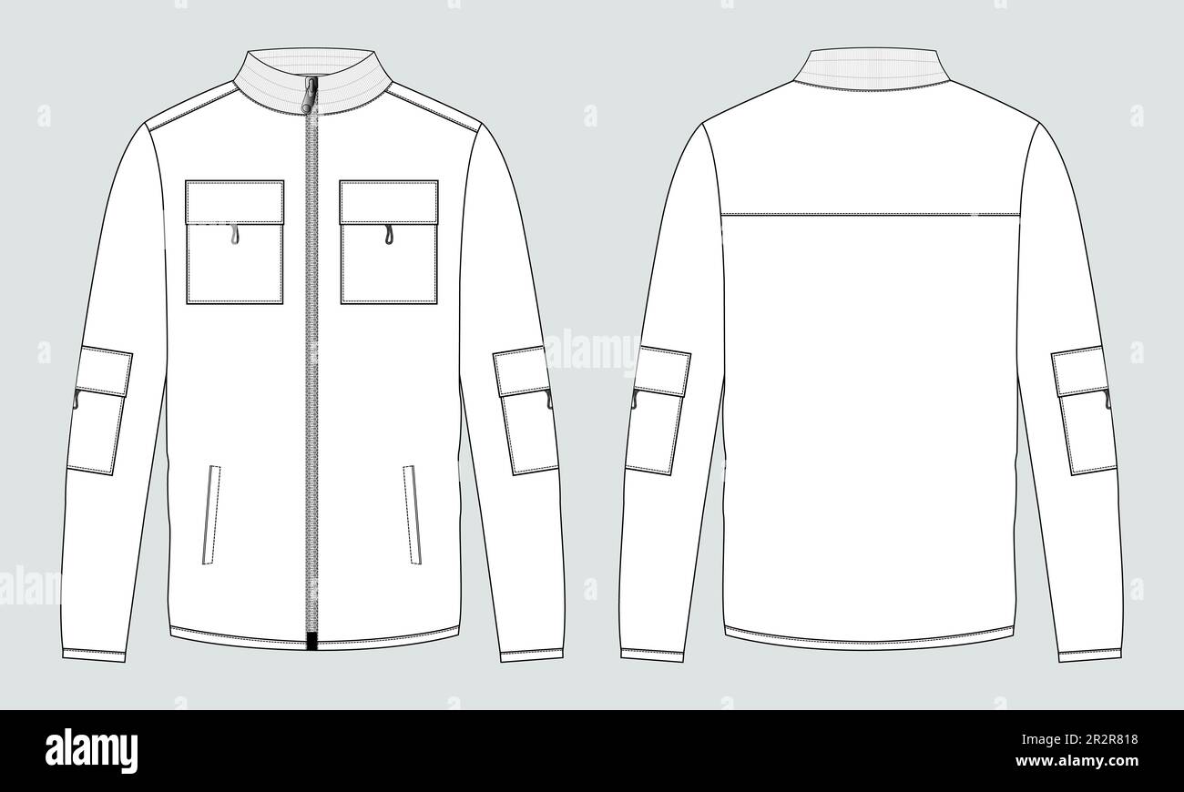 Bomber Jacket Technical Drawing Fashion flat sketch vector illustration ...