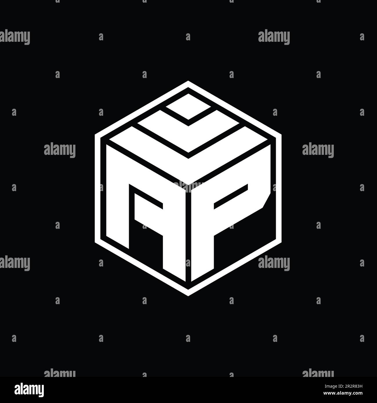 AP Logo monogram with hexagon geometric shape isolated outline design ...