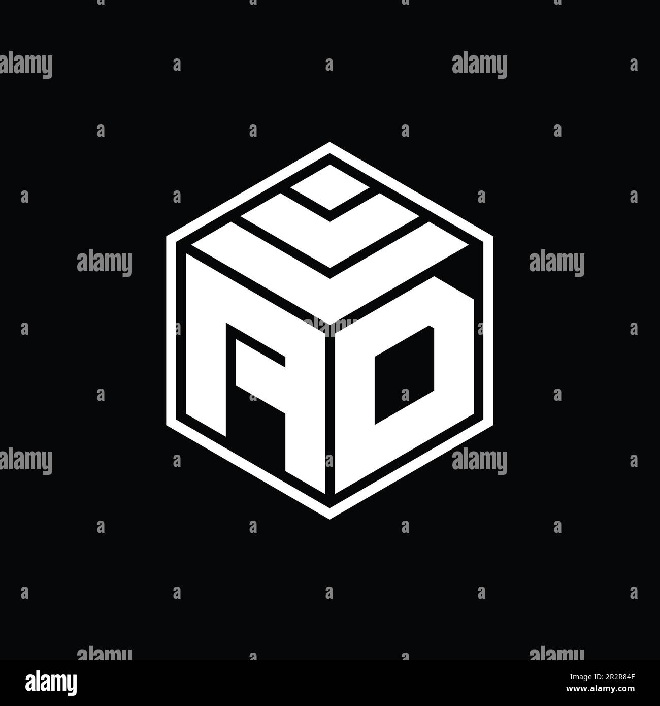 AD Logo monogram with hexagon geometric shape isolated outline design ...