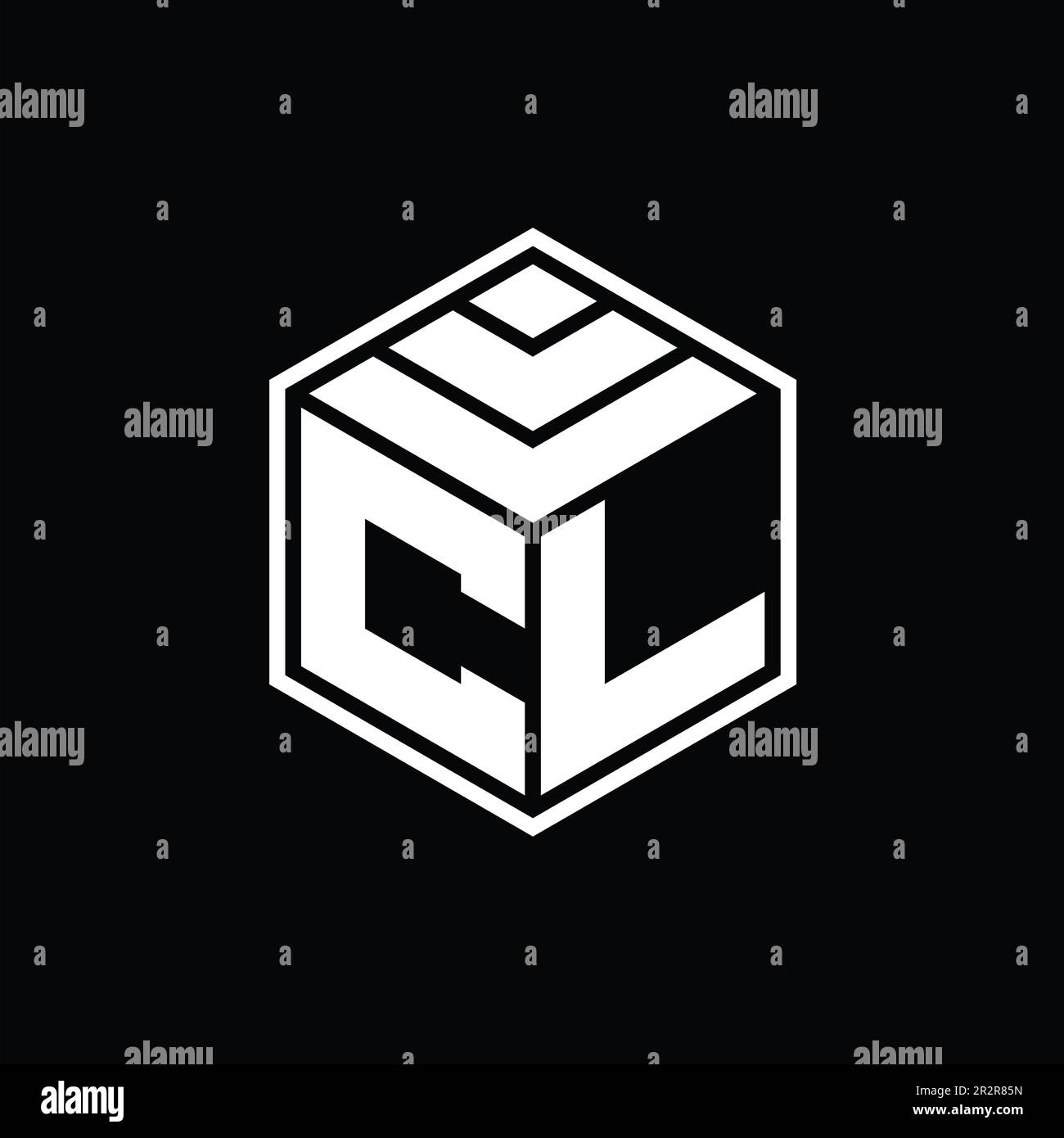 CL Logo monogram with hexagon geometric shape isolated outline design ...